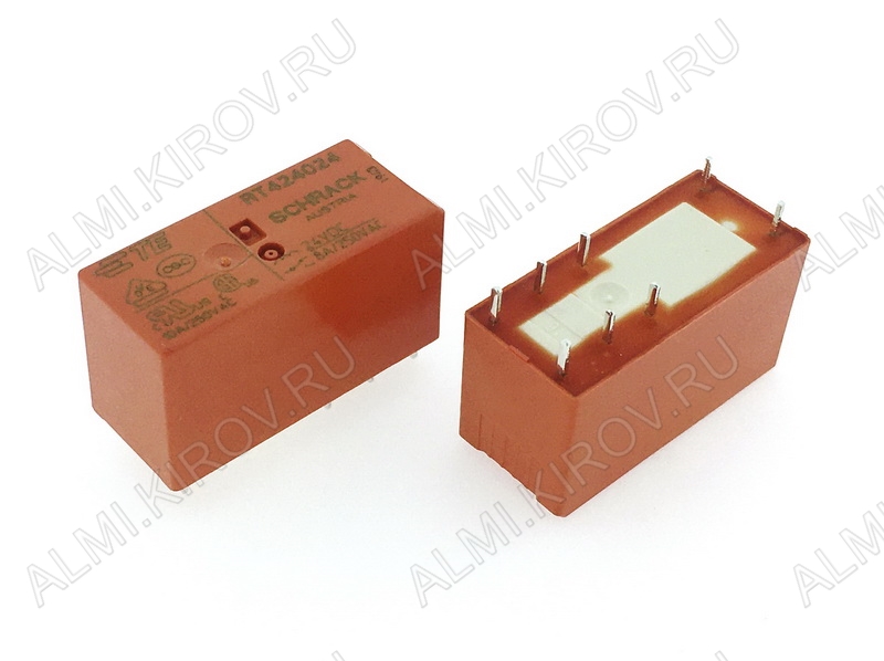 Купить Реле RT424024 (6-1393243-8) Тип 10 24VDC 2C(DPDT) 8A Tyco 29*12 ...